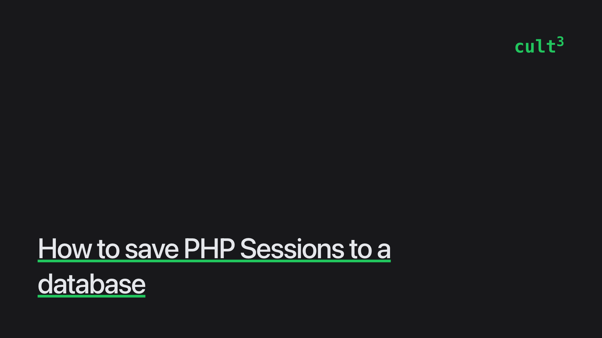 How to save PHP Sessions to a database | Culttt How to save PHP Sessions to a database | Culttt