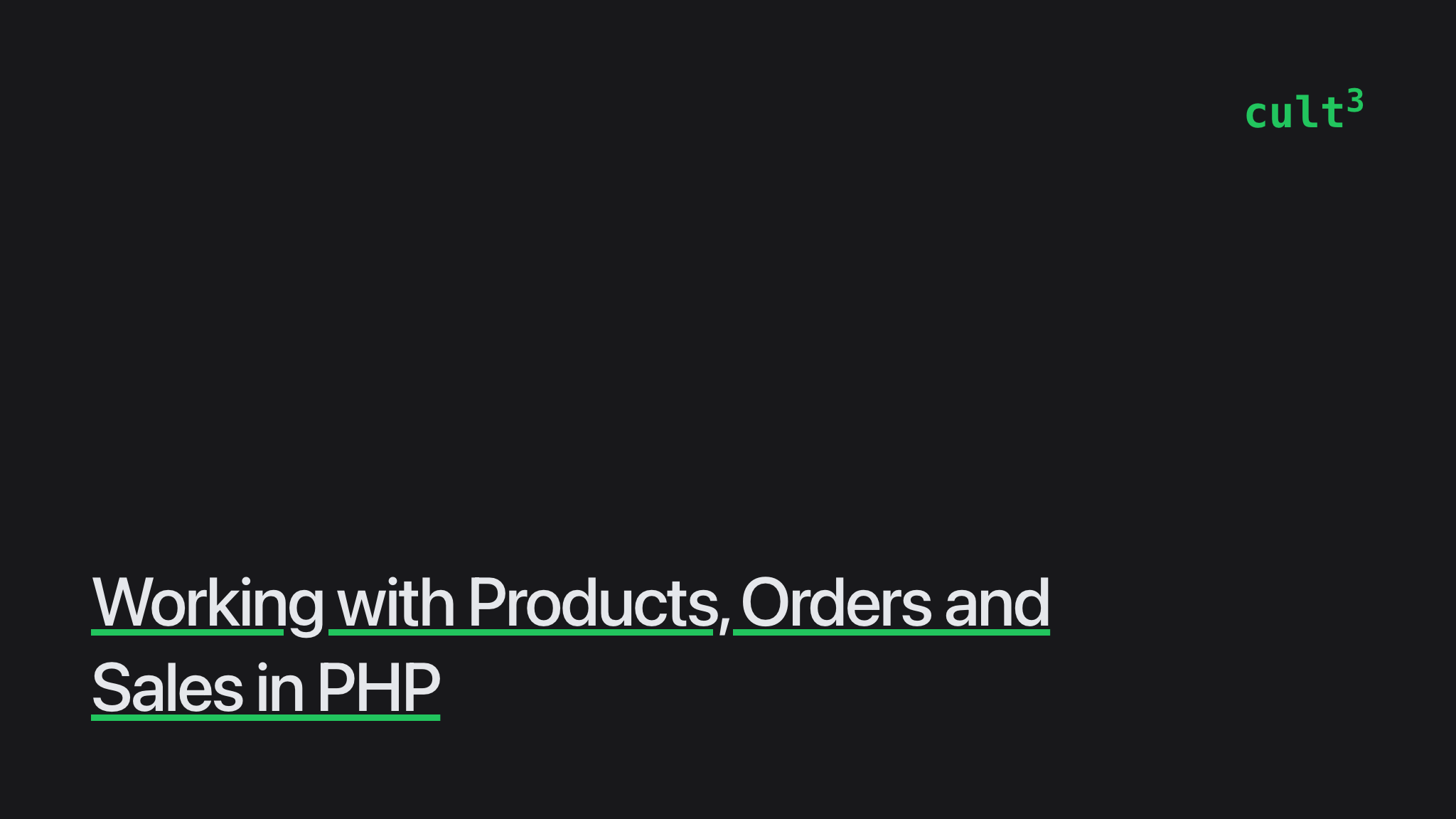 Working with Products, Orders and Sales in PHP | Culttt