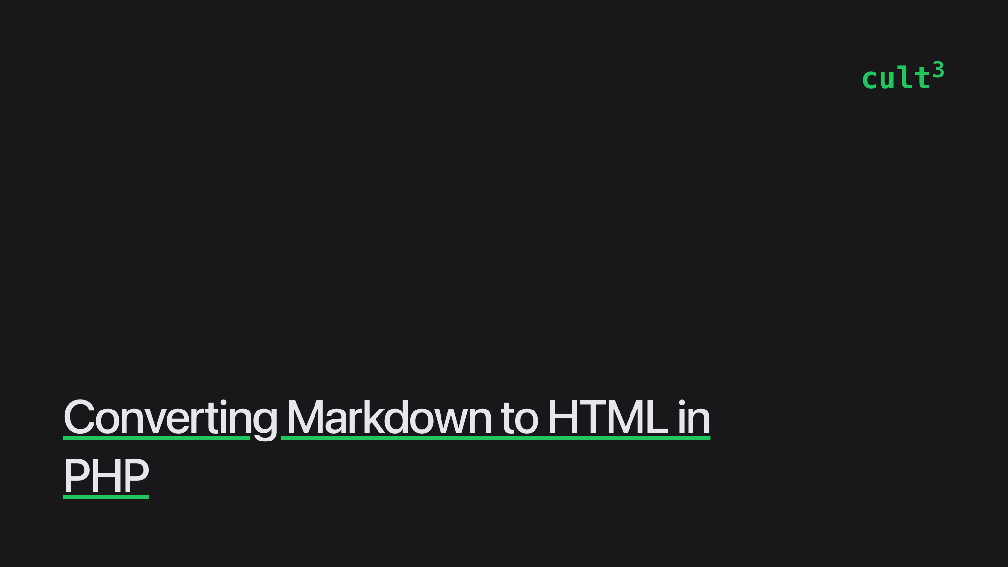 Converting Markdown to HTML in PHP | Culttt Converting Markdown to HTML in PHP | Culttt