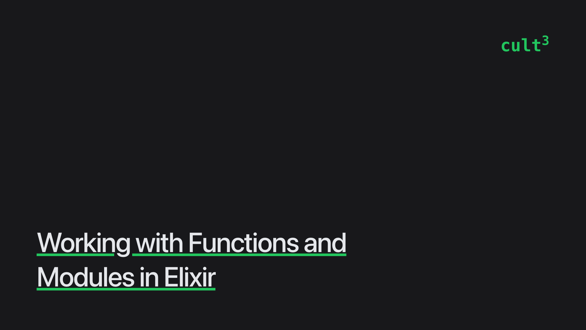 Working with Functions and Modules in Elixir | Culttt Working with Functions and Modules in Elixir | Culttt
